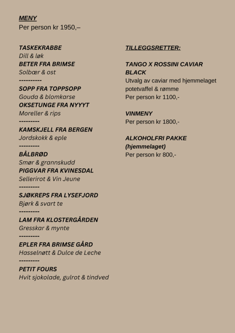 Tango Restaurant - Essensen av Fine Dining, midt i Stavanger